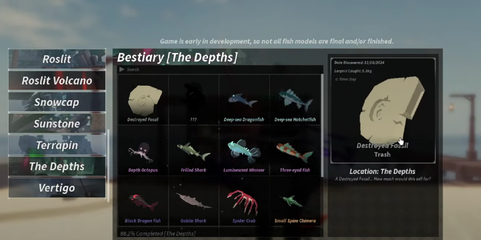 Complete The Depths Bestiary In Fisch To Unlock Nautilis Shell Bobber ...