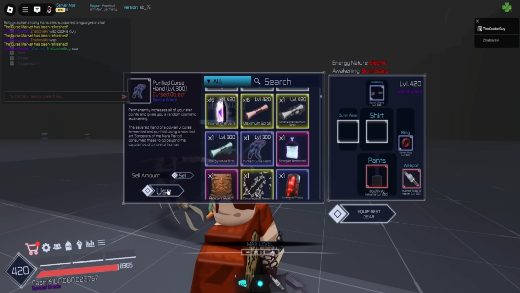 Use Purified Cursed Hand To Unlock Awakenings In Jujutsu Infinite ...